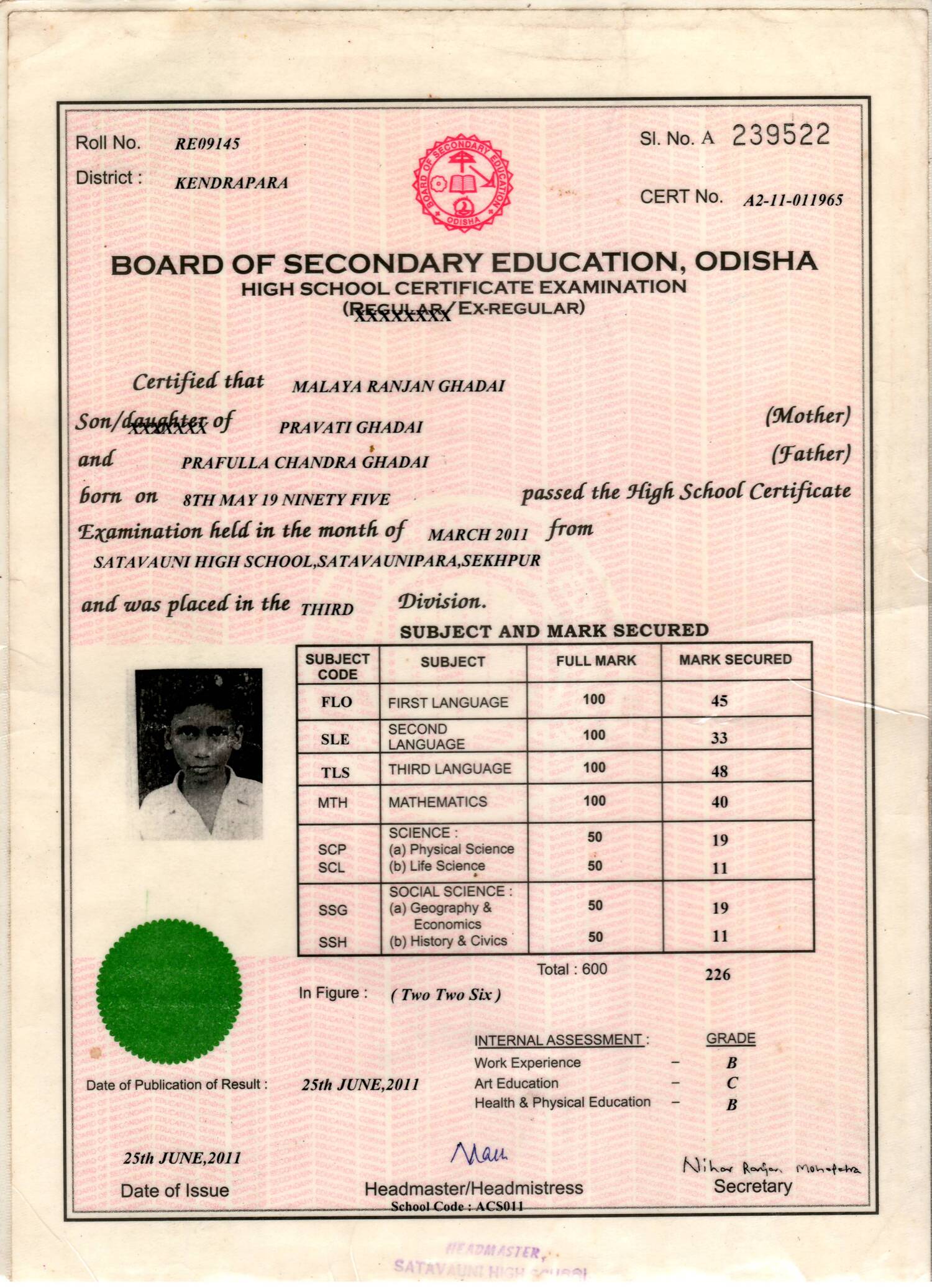 10th Certificate Gambaran